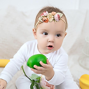 Cinaci 5 Pack Delicate Floral Flower Nylon Headbands Hair Bands Accessories for Baby Girls Newborns Infants Toddlers Kids (5 Pack S1)