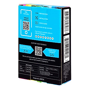 ARCTIC RGB Controller - 4-Pin 12 V-G-R-B Outputs (RGB x 4), Sata Power - Black