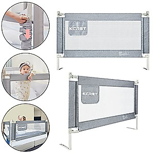 KCRET Bed Rail for Toddlers,Upgraded Infants Safety Bed Guardrail with Breathable Fabric for Twin, Double, Full-Size Queen & King Mattress (78.7“×30”, Gray)