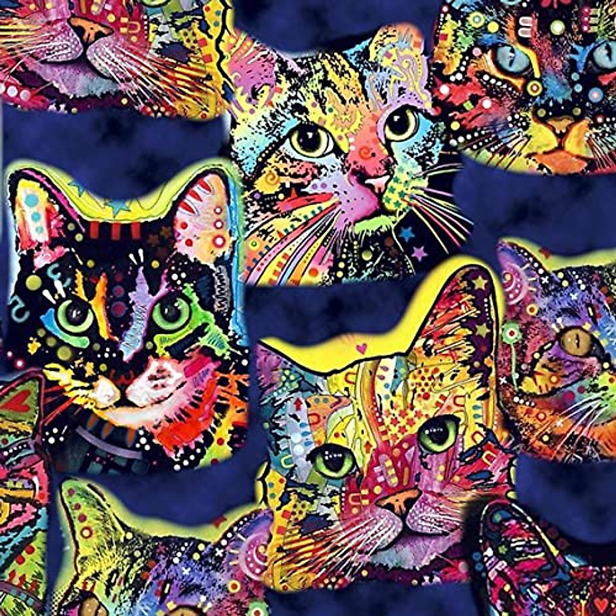 Texco Inc 100% Combed Quilting Prints Craft Cotton Apparel Home/DIY Fabric, Yellow Navy Teal 1 Yard