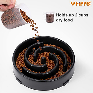 WHIPPY Slow Feeder Bowl for Small Medium Dog Fun Maze Feeder Dog Food Water Bowl Anti-Slip Puzzle Bowl No Chocking Healthy Interactive Bloat Stop Dog Bowl Dish,Medium,Black