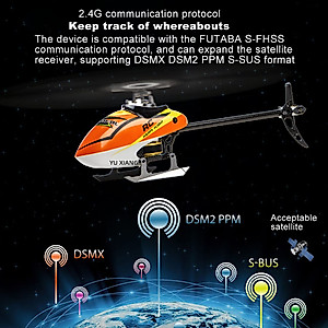 ZOSTER Electric RC Helicopter Model YUXIANG F180V2 2.4G 6CH 3D 6-Axis Dual Brushless Motors RTF Version Aileronless Aerobatic Helicopter Model for Kids Adult, Orange, 40 x 10 x 9 cm