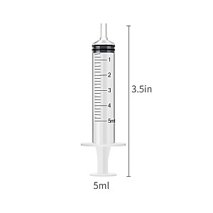6 Pack – 5ml Plastic Syringe with Measurement, No Needle Suitable for Refilling and Measuring Liquids, Feeding Pets, Oil or Glue Applicator