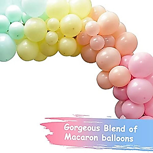 Pastel Balloon Garland Kit, JOGAMS 126 Pack Rainbow Balloon Arch, 5/12/18 Inch Assorted Color Balloons Set for Birthday Party Wedding Anniversary Baby Shower Pastel Party Decorations