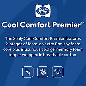 Sealy Baby Cool Comfort Breathable Waterproof 2 Stage Crib Mattress plus Toddler Bed Fit, Cooling Foam, Airy Cotton Cover, GREENGUARD Gold Certified, Safety & Quality Tested, Made in USA, 52'X28'