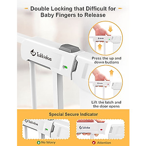 Tokkidas 29.5"-40.6" Auto Close Baby Gate, Extra Wide Child Gate with Door, Easy Walk Thru Dog Gate for Stairs, Doorways, House, Includes 2.75" & 5.5" Extension, Pressure Mounted Kit NO Drilling