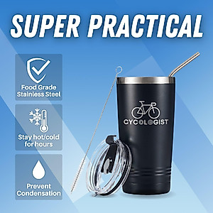 Onebttl Biker Cyclist Gifts for Men, Tumbler Travel Coffee Mug, Bicycle Enthusiasts, Roadbike MTB, Boyfriend Husband Dad Father's Day, Stainless Steel Insulated 20oz/590ml - Cycologist