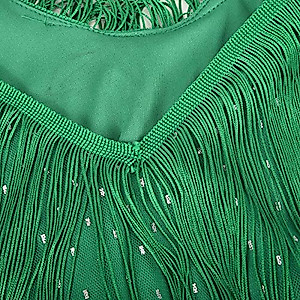 Ruziyoog Fashion Dress for Women Elegant Tassels Sequin Fringe Flapper Dresses Sexy Spaghetti Straps Mini Dancewear Dress