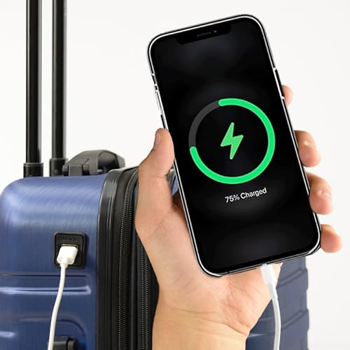 U.S. Traveler Boren Polycarbonate Hardside Rugged Travel Suitcase Luggage with 8 Spinner Wheels, Aluminum Handle, Navy, 3-Piece Set, USB Port in Carry-On