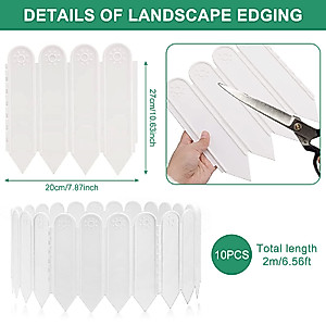 TUEHUTDE Garden Edging Border, 10PCS Landscape Edging, Plastic Lawn Garden Fence Edging, Decorative Garden Border Edging for DIY Outdoor Patio Yard(White)