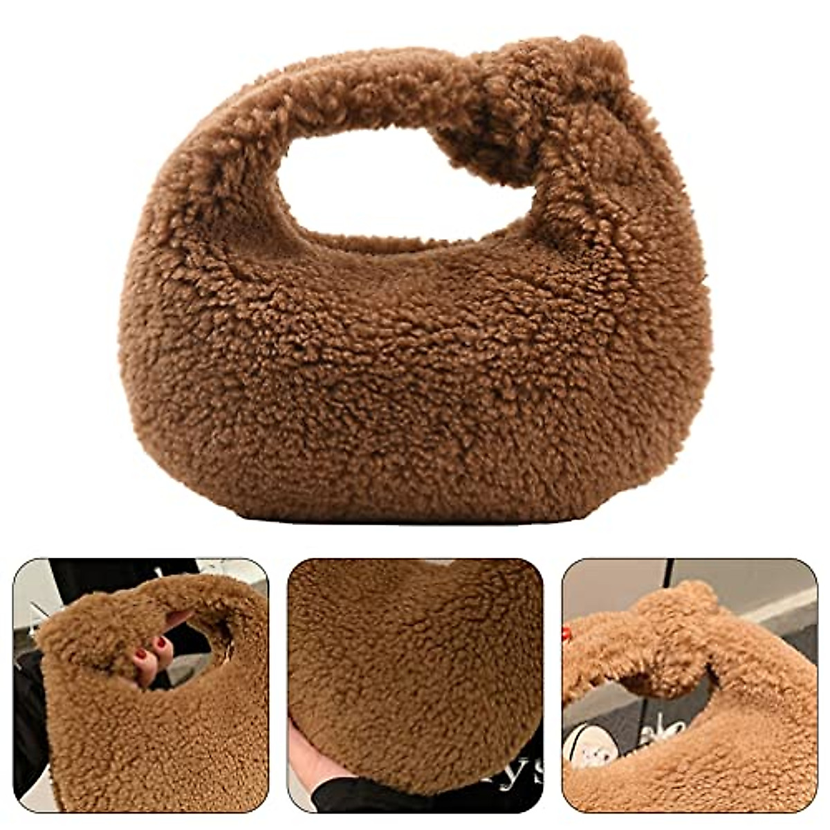 Dumpling Bag Plush Bag Clutch Purses Furry Tote Bag Bag Plush Handbag Storage Bag for Autumn Winter