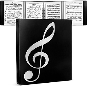Sheet Music Folder, 8.5 × 11 Music Binder, 4 Page Expand, 52 Pages Capacity, Writable Choir Folder, Black