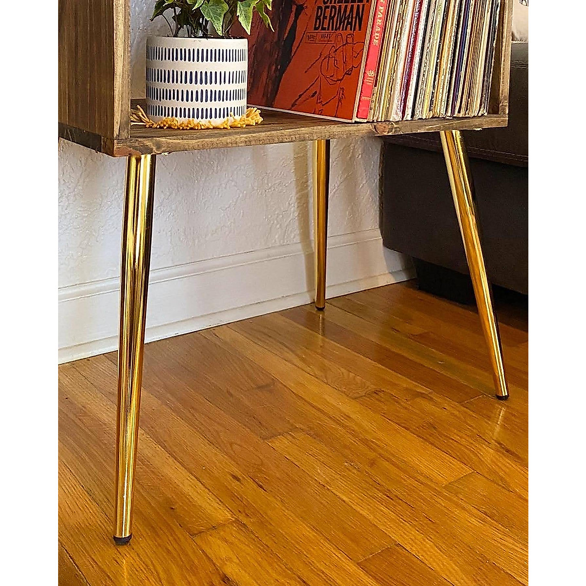 Table for Record Player Stand Cabinet MCM Mid Century Modern Metal Golden Legs Active Restock requests: 0