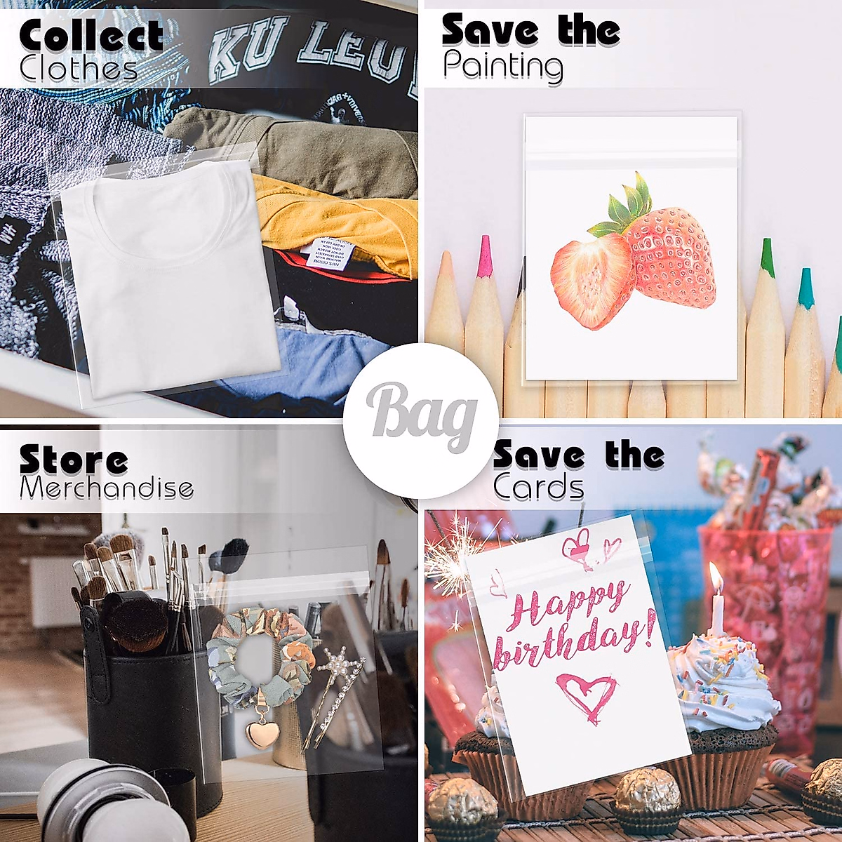 Golden State Art, 50 Pack Clear Bags for 12x16 Mats, Pictures, Acid-Free, 12 2/5" x 16 1/2"