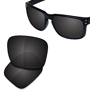 SAUCER Premium Replacement Lenses for Oakley Holbrook XL OO9417 Sunglasses High Defense - Carbon Black Polarized