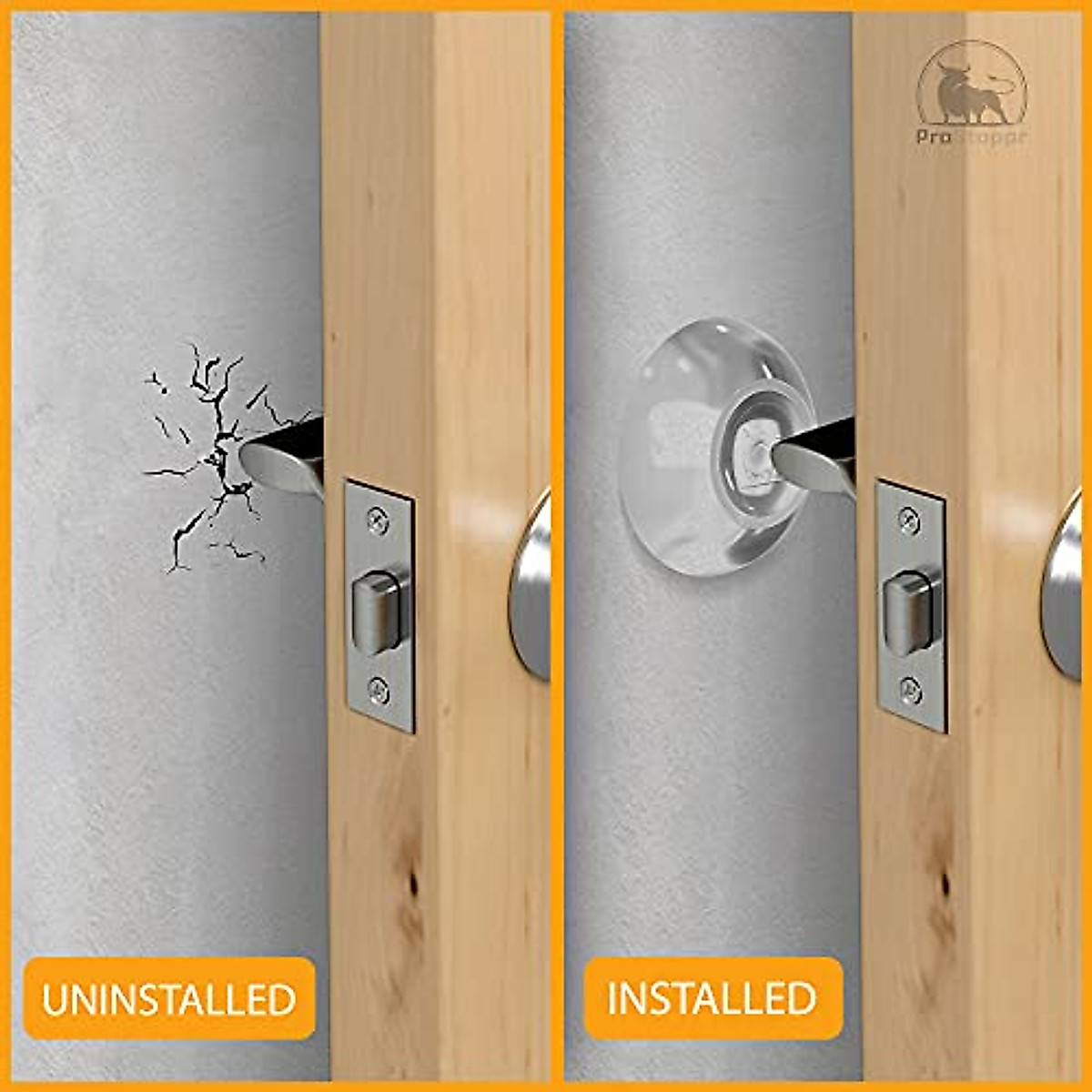 Door Stoppers Wall Protector 2” (6 Pack) - Clear Door Bumpers with Strong Adhesive Glue - Shock Absorbent and Discreet Wall Protectors from Door Knobs