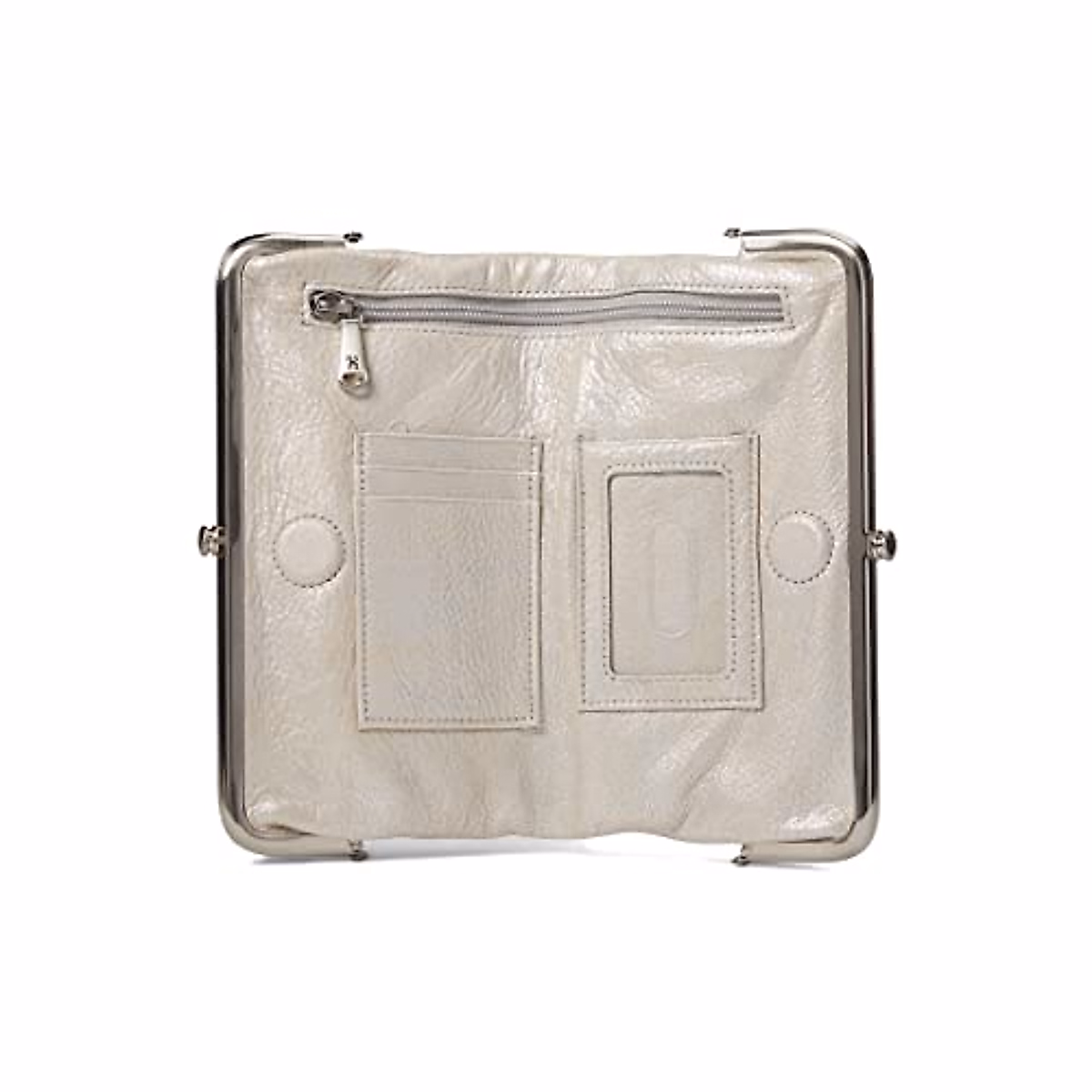 HOBO Lauren Clutch Wallet - Soft Leather Construction with Kiss Lock Closure, Interior Zipper Pocket, and Card Slots Silver 1 One Size One Size