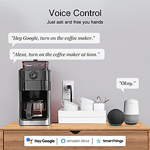 GHome Smart Smart Plug,15A Wi-Fi Plug Compatible with Alexa and Google Home, Mini Outlet Socket Remote Control with Schedule Timer Function, Only for 2.4GHz Network, No Hub Required (4 Pack)