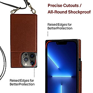 Compernee Compatible for iPhone 13 Pro Crossbody Wallet Case with Credit Card Holder, Detachable Cross-Body & Lanyard Strap, Kickstand Protective Shockproof Magnetic Leather Cover 2021 6.1" Brown