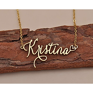 Cobi Name Necklace Name Plate Necklace Name Tag Necklace in Rose Gold
