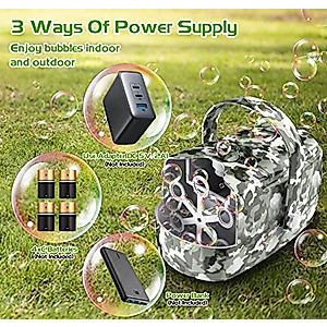 Bubble Machine Durable Automatic Bubble Blower, 18000+ Big Bubbles Per Minute Bubbles for Kids Bubble Maker Operated by Plugin or Batteries Bubble Toys for Indoor Outdoor Birthday Party