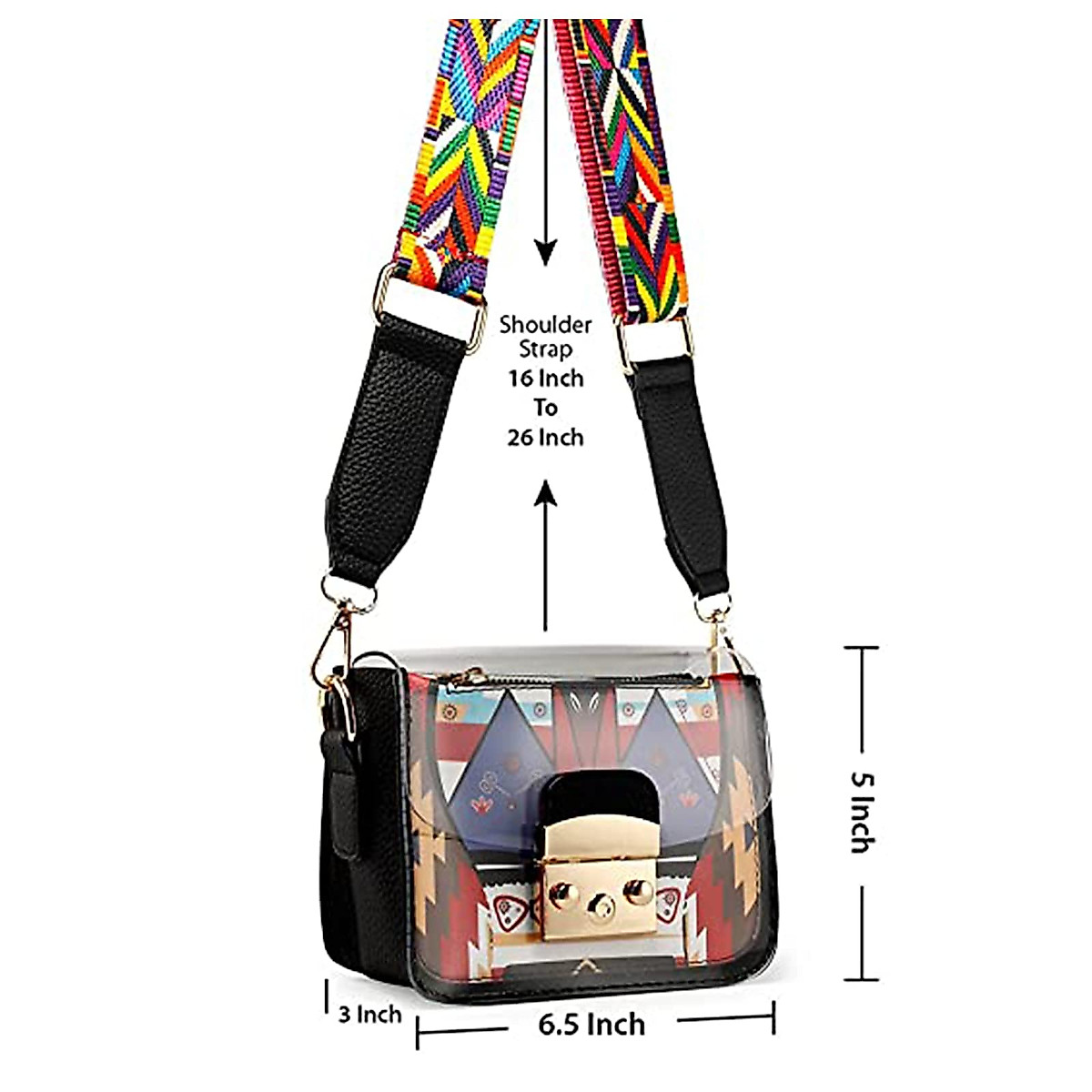 mothgel Women Mini Transparent PVC Plastic Crossbody Summer Durable Shoulder Bag (Black)