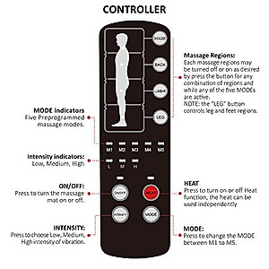 COMFIER Full Body Massage Mat with Heat, Chair Pad with 10 Vibration Motors & 2 Therapy Heating pad with auto Shut Off,Heated Massage Mattress Pad for Back,Gray