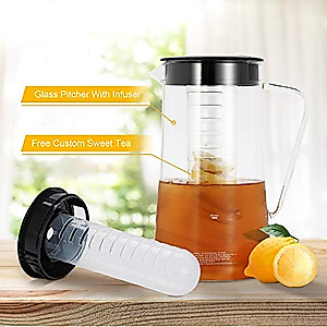 Sunvivi Iced Tea Maker with 3 Quart Glass Pitcher, Iced Coffee Maker Brewing System with Strength Selector, Infusion Pitcher for for Ground Coffee, Taste Customization, Black