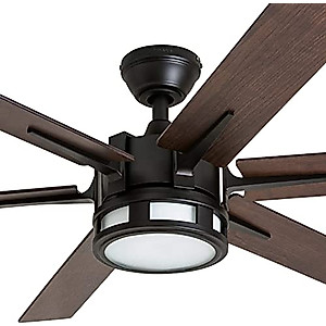Honeywell Ceiling Fans Kaliza, 56 Inch Indoor Modern LED Ceiling Fan with Light and Remote Control, Dual Mounting Options, 6 Blades with Dual Finish, Reversible Motor - 51036-01 - (Bronze)