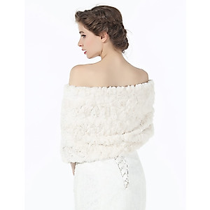 BEAUTELICATE Faux fur Shawl For Women Wedding Bridal Wrap Stole Shrug Warm Winter Cover Up for Evening Dress