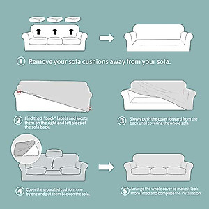 YEMYHOM Latest Checkered 3 Pieces Couch Covers for 2 Cushion Couch High Stretch Sofa Cover with 2 Extra Large Seat Cushion Covers Anti Slip Elastic Slipcovers (Light Gray), 71"-91"(2 CUSHIONS)