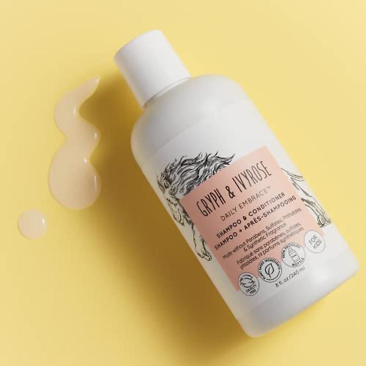 Gryph and IvyRose Daily Embrace 2-in-1 Sulfate Free and Paraben Free Shampoo and Conditioner - Soft Hair Hydration Shampoo/Conditioner - Goji Berry & Ginger (1-Pack)