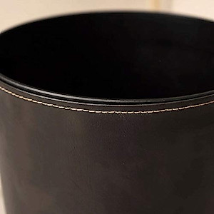 LEGU Trash cans Classic Leather Trash Can Without Lid Round Storage Bin, Recycle Dustbin for Kitchen, Office and High Class Hotel 10L/2. 6 Gallon Garbage Cans (Color : Brown)