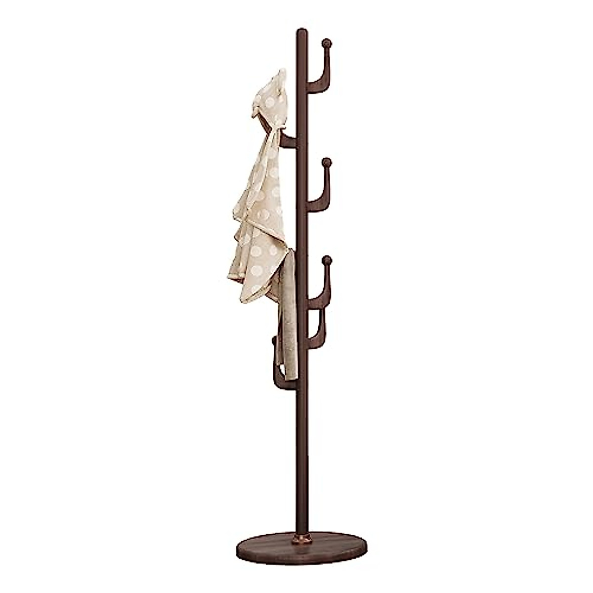 COVAODQ Coat Rack Freestanding, Coat Tree stand with 7 Hooks for Hallway Bedroom Office Natural Wood Standing Coat Rack for Clothes Hat Handbags