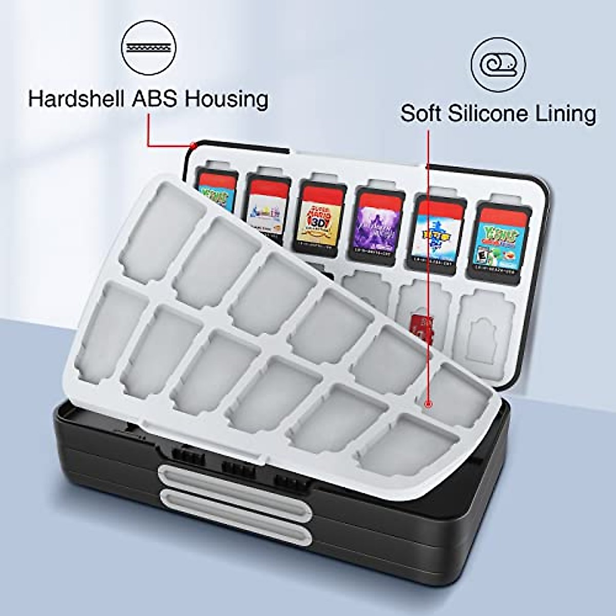 HEIYING Switch Game Card Case for Nintendo Switch / OLED / Lite,Customized Pattern Portable Travel Carry Case with 72 Game Card Slots and 24 Micro SD Cards Slots