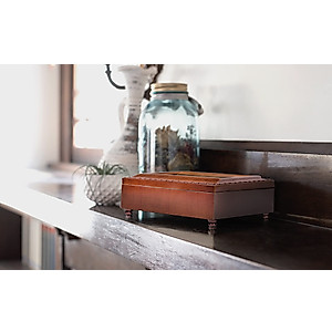 Cottage Garden Footprints Inspirational Woodgrain Rope Trim Music Box Plays Amazing Grace