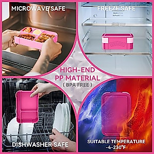 STAVOZE Bento Box, Bento Lunch Box for Kids, 1550ML Lunch Containers for Kids/Adults/Students, 6 Compartment LeakProof Adult Lunch Box with Utensils, Microwave/Dishwasher/Freezer Safe