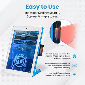 Bundle Smart ID Scanner for Bars, Clubs, and Other Businesses - Detects Expired IDs and Underage Consumers - Reads The 2D Barcode in All 50 States - Minor Decliner