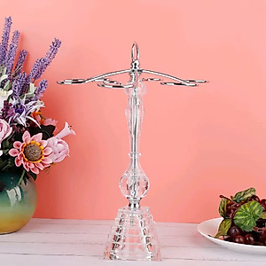 6 Holder Crystal Wine Glass Holder, Scrollwork Rotate Stemware Rack Drying Rack for Tabletop