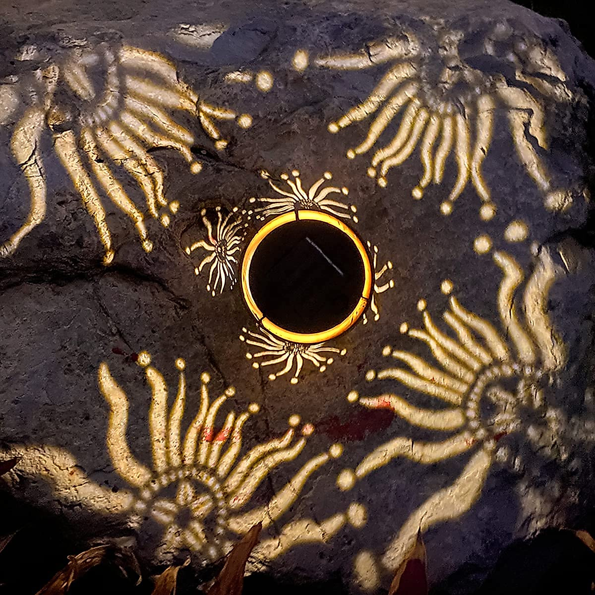 pearlstar Outdoor Solar Table Lamp 2pack Metal Sunflower Shape Solar Lantern Lights, Retro Orange Finish, Outside Decor for Patio Garden Yard Pathway Tabletop Waterproof(Sunflower)