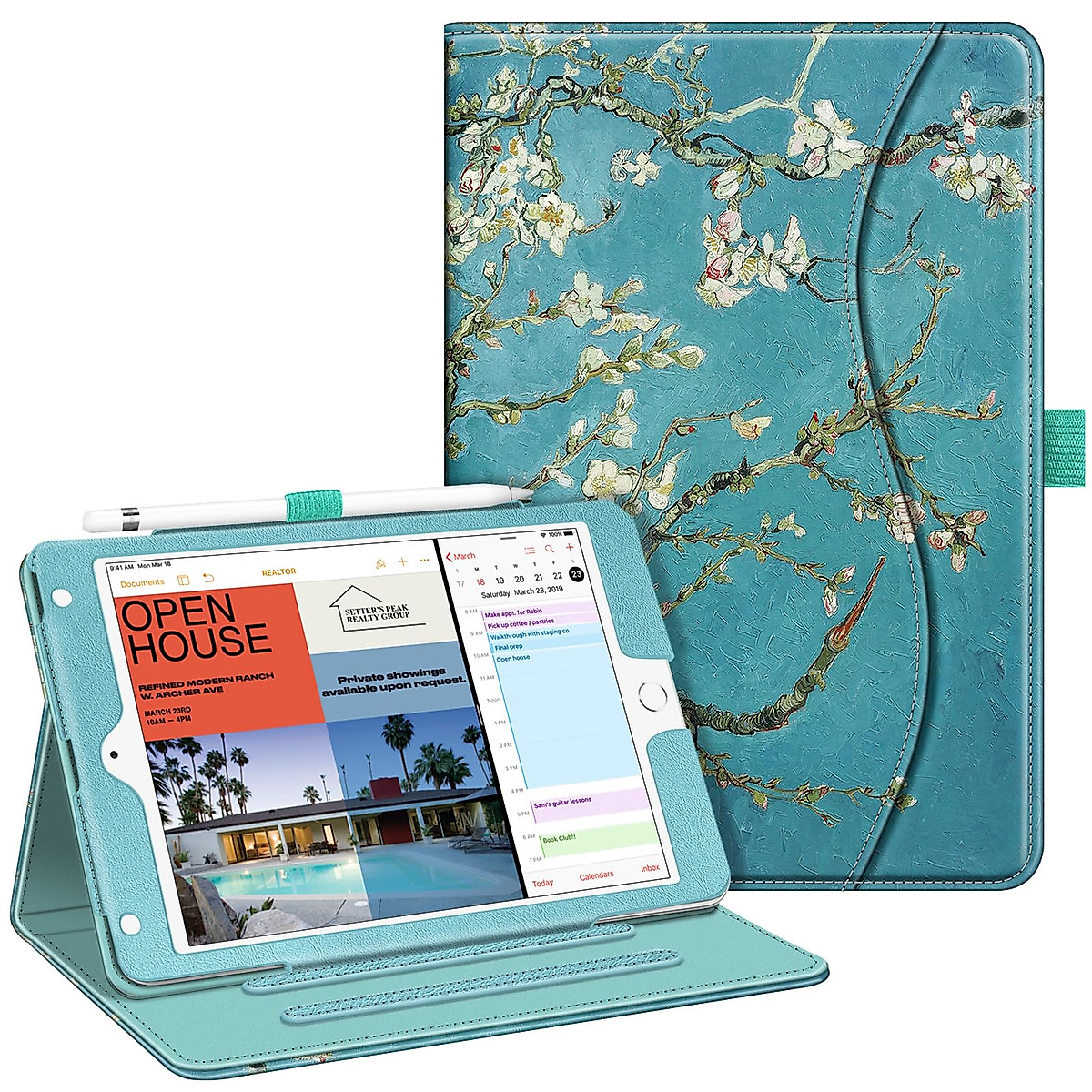 Fintie Case for iPad Mini 5th Generation 2019 / iPad Mini 4 (7.9 Inch) - [Corner Protection] Multi-Angle Viewing Smart Folio Cover w/Pocket, Pencil Holder, Auto Wake/Sleep, Blossom