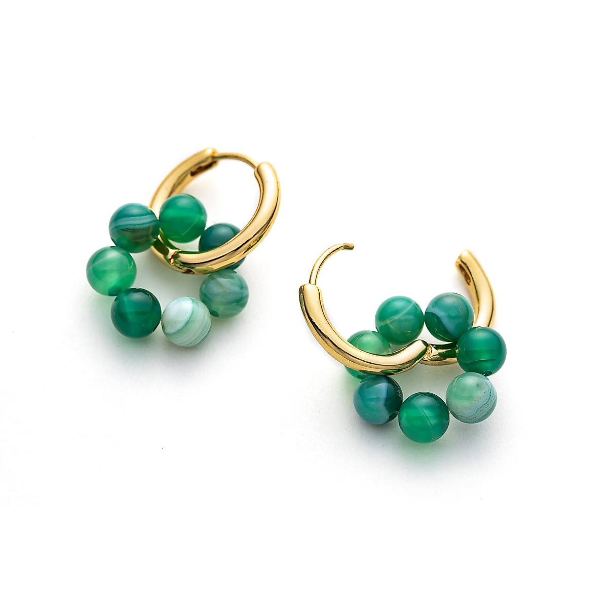 C.Paravano Huggies Earrings for Women | Hoop Earrings for Women | Green Earrings for Women | Statement Earrings Gold | Chunky Gold Hoop Earrings for Women