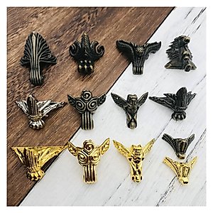 Home Furniture Hardware Door Hinge 1 Piece Of Vintage 3-color Jewelry Box Gift Box Wooden Box Corner Protector Foot Leg Spiritual Support Bracket DIY Craft Wooden Box (Color : 09)