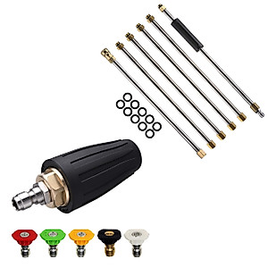 M MINGLE Turbo Nozzle for Pressure Washer, Gutter Cleaner for Pressure Washer, 1/4 Inch Quick Connect, 5 Nozzle Tips