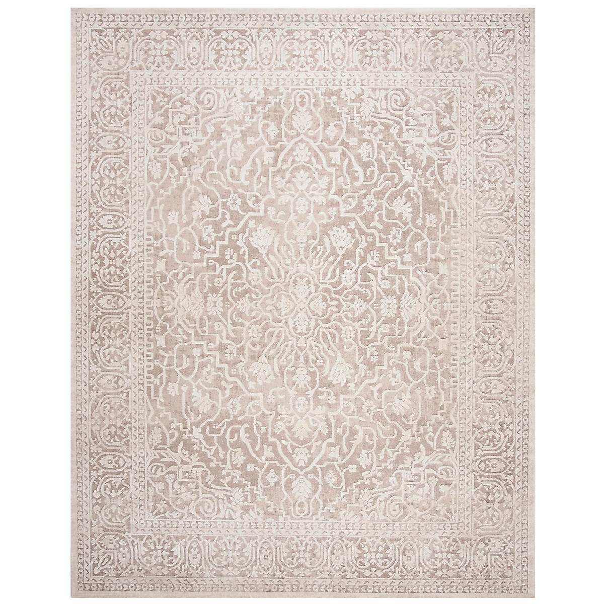 SAFAVIEH Reflection Collection Area Rug - 8' x 10', Beige & Cream, Vintage Distressed Design, Non-Shedding & Easy Care, Ideal for High Traffic Areas in Living Room, Bedroom (RFT670A)