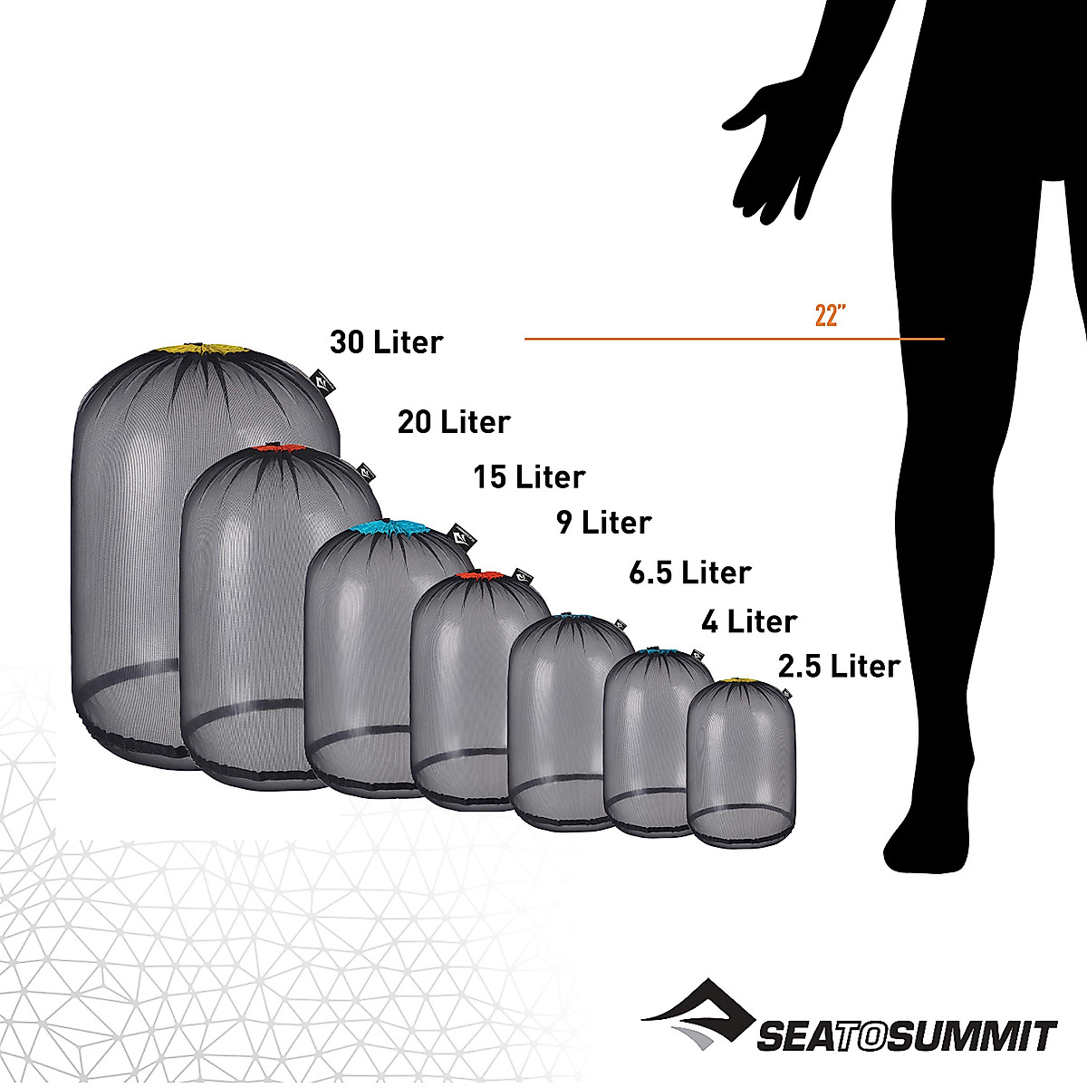 Sea to Summit Ultra-Mesh Stuff Sack, Featherweight Outdoor and Travel Storage, XX-Small / 2.5 Liter