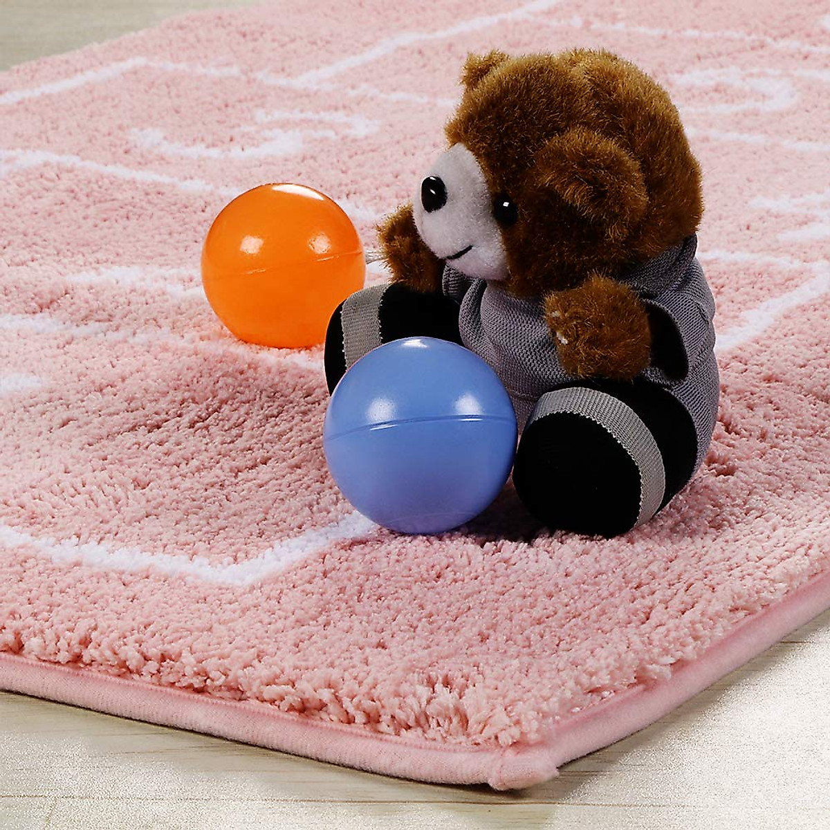 LIVEBOX Hopscotch Kids Runner Rug 28’’x 71’’, Soft Plush Play Mat Non-Slip Garden Numbers Collection Educational & Fun Throw Rugs for Boys&Girls Playroom Bedroom Best Shower Gift (Pink)