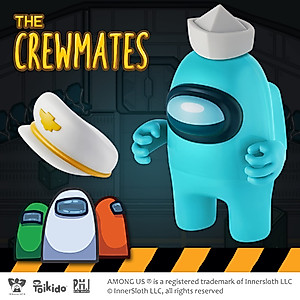 P.M.I. Among Us Action Figure | One of Four 4.5-Inch-Tall Collectibles | Among Us Toys and Playable Mini Toys | Cyan Crewmate in The White Folded Hat with Hidden Hat and Hands