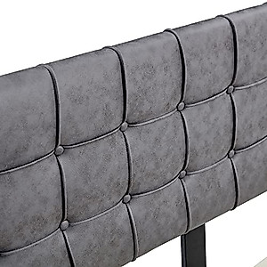 Oudiec Modern Upholstered Queen Size Bed Frame with Adjustable Headboard,Heavy Duty Button Tufted Bed Frame with Wood Slat Support for Dorm,Bedroom,Guest Room, Grey
