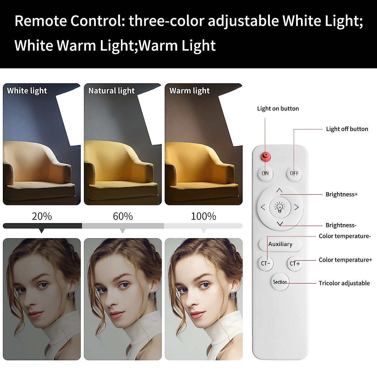 FOTOCREAT Softbox Photography Lighting Kit,19.7"X27.5" Professional Continuous Lighting System with 200W E27 Socket LED Bulbs and Remote,for Portrait Product Photo Studio Photography